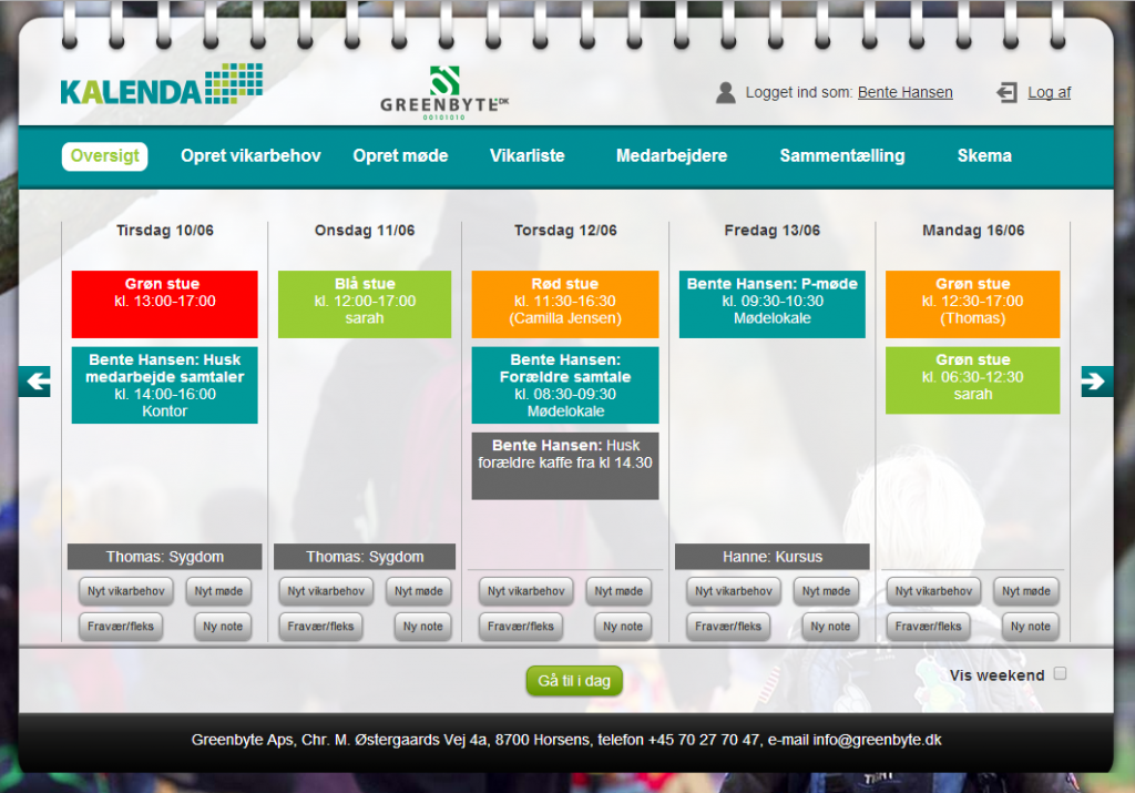 Kalenda medarbejderplanlægning | Energymaster - Greenbyte